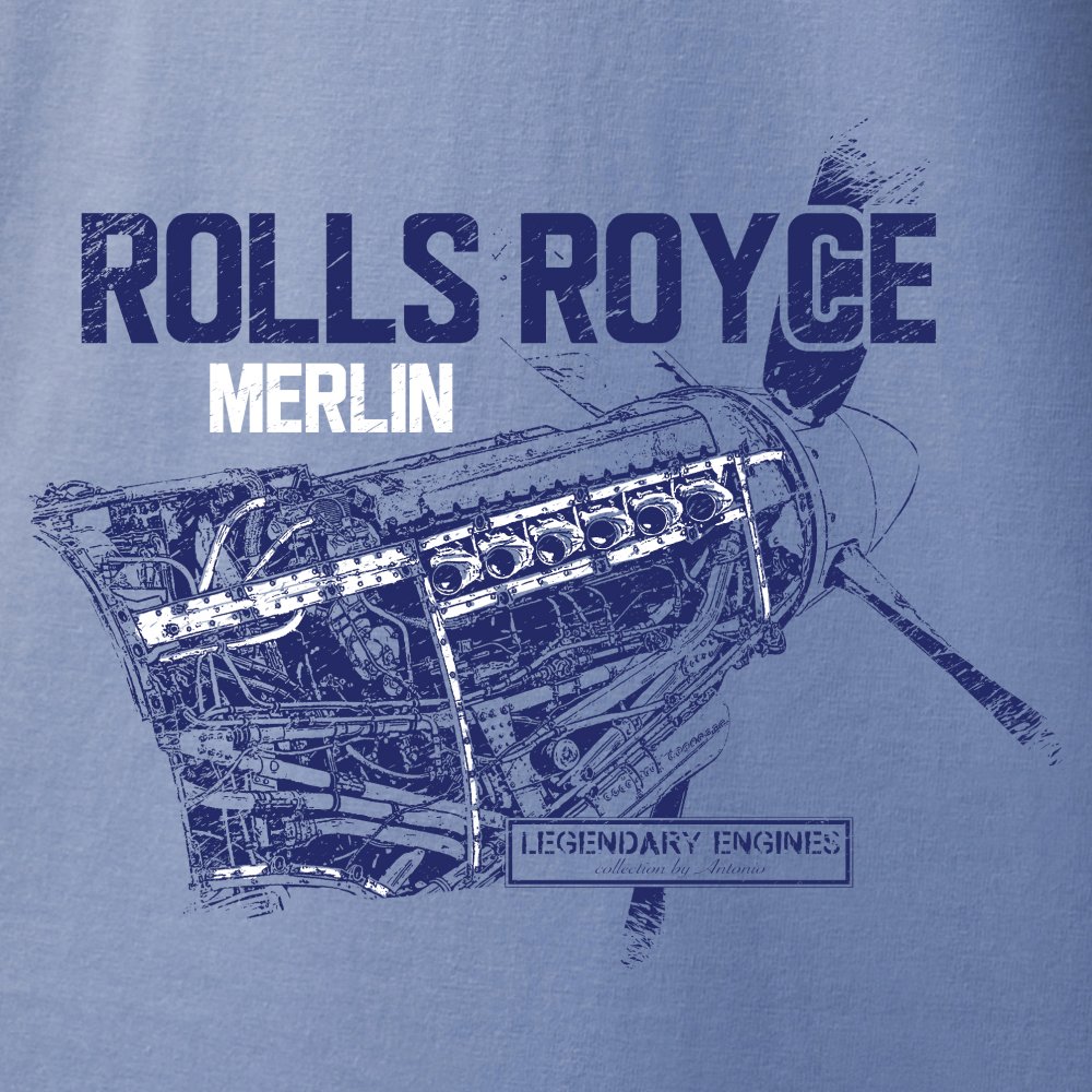 New T-shirt with Legendary British Aircraft Engine the Rolls Royce MERLIN